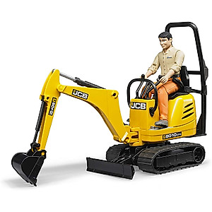 Bruder Toys - Construction Realistic JCB Micro Excavator 8010 CTS and Bworld Construction Man Action Figure (Figure Colors May Vary) - Ages 4+