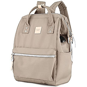 himawari Laptop Backpack for Women&Men Travel Backpack With USB Charging Port Large Business Bag Water Resistant College Bag Computer Bag Doctor Bag (1881-Khaki, Regular)