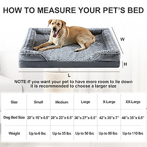 LNSSFFER Orthopedic Large Dog Bed, Faux Fur Material, 36 x 27 x 6.5 Inch, Supports 50 lbs