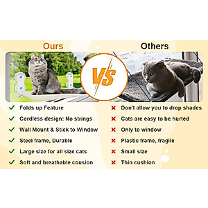 2 Large Cat Window Perch,Cat Hammock Window Seat,Cat Window Hammock for Wall with 4 Strong Suction Cups,Foldable Cat Beds for Indoor Cats