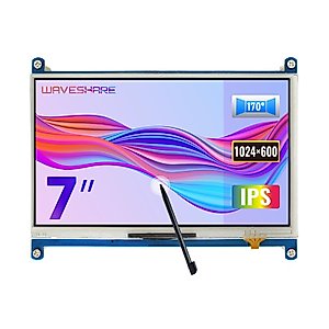 waveshare 7inch Resistive Touch Screen LCD Compatible with Raspberry Pi 4B/3B+/3A+/2B/B+/A+/Zero/Zero W/WH/Zero 2W CM3+/4 Series Boards 1024×600 Resolution HDMI IPS Supports Windows