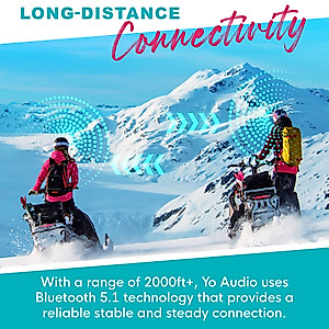 YO AUDIO Bluetooth Intercom Headset for Outdoor Adventure Sports - 2000ft+ Range for Snowboarding, Skiing, Motorcycling, Horseback Riding, Biking, and Climbing - Hands-Free Communication