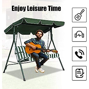 LUARANE 77" x 43" Swing Canopy Replacement Porch Top Cover, Outdoor Waterproof Sun Shade Cover for Outdoor Seat Furniture Chair, Ideal for Garden Patio Park Yard, Top Cover Only (Green)