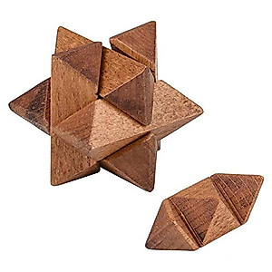 Mini Wooden Brain Teaser 3-D Puzzles 1.75” – 8 pk - Party Favors, Stocking Stuffers, Goody Bags, Classroom Prizes