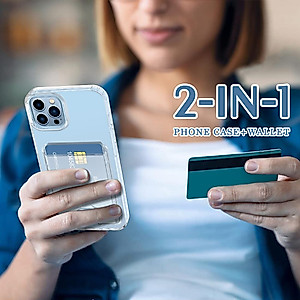 Petocase for iPhone 13 Pro Max Wallet Case 6.7in,Card Holder Slot Ultra Bling Slim Clear Flexible TPU Gel Rubber Soft Silicone Protective Phone Case for Apple iPhone 13 Pro Max Crystal Clear