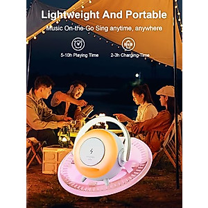 Depulat Kids Bluetooth Speaker with Lights 15W Portable Wireless Charging Speaker Dimmable Night Light Best Birthday Music Gifts for Teenagers -Bedroom, Office and Home Decor(Without Battery)