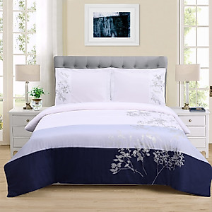 Superior 100% Cotton Duvet Cover Set, Soft 3-Piece Duvet Set, Includes 1 Duvet Cover with Button Closure, 2 Pillow Shams, Sydney Collection, King/California King Size, Blue