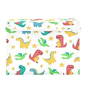 Dinosaurs Storage Bins with Lids for Organizing Lidded Home Storage Bins with Handles Oxford Cloth Storage Cube Box for Room