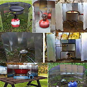 GCIYAEN Folding Stove Windscreen Outdoor Camping Stove Windshield with Carrying Bag (650 X 135mm 9 Plates)