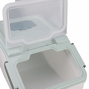 Mumusuki Large Capacity Rice Container Airtight Storage with Easy Open Lid Mint Green PP Material Multi Functional Grain Storage, for Home and Commercial Kitchens (10kg / 22lb)