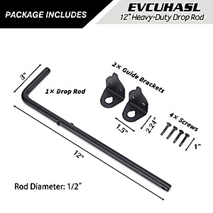 12" Cane Bolt Heavy-Duty Drop Rod for Gate, Gate Ground Latch for Wooden Fences Metal Gates Doors, Metal Gates Doors Stopper for Gate Ground, Wrought Iron Gate Latches, Black Finish(1 Pack)