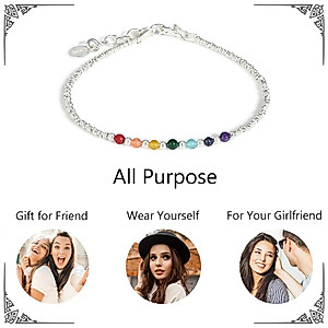 Simbolik 7 Chakra Bracelet - Authentic 925 Sterling Silver - Handcrafted Energy Healing Jewelry for Women - Real Stones & Crystals - Ideal Birthday & Christmas Gift (7 Chakra Bracelet Model 1)