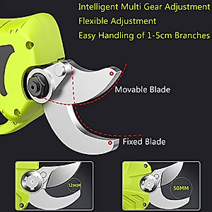 CUPLES 50mm/1.96" Electric Pruning Shears, Cordless Rechargeable Garden Tree Branch Pruner, 2 Lithium Battery, 2 Blades Portable Pruning Shears 7-8 Working Hours