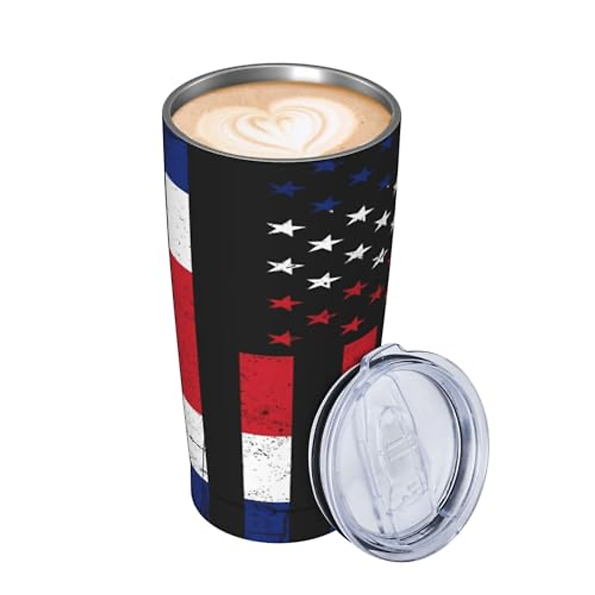 VKKOEWL Costa Rican American Flag Costa Rica Roots Stainless Steel Insulated Tumbler 20 Oz Travel Water Bottle Coffee Mug Drink Cup With Lid Straw