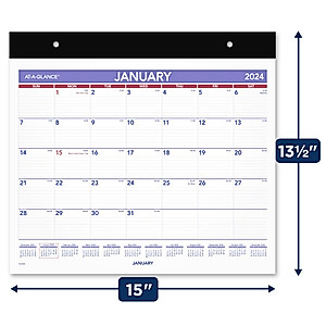 2024 AT-A-GLANCE® Repositionable Horizontal Wall Calendar With Adhesive Backing, 15" x 12", January To December 2024, PM15RP28
