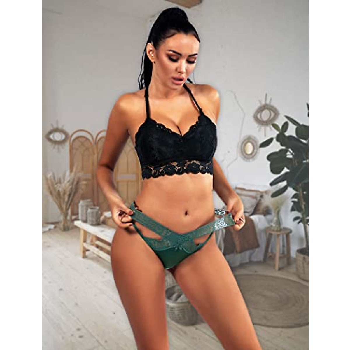 ZWW Women's Cross Strap Lace G String Thong Sexy and Comfortable Underwear