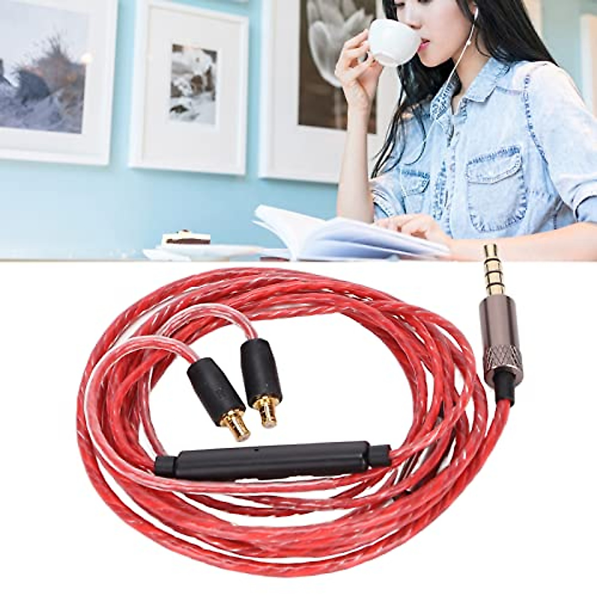 Qinlorgo Audio Extend Cord, Stable Signal Smooth Ergonomic Strong Corrosion Resistance Headphone Audio Cable for CKR90 CKR100 LS50 LS70 for E50 E70 LS200 LS300 LS400