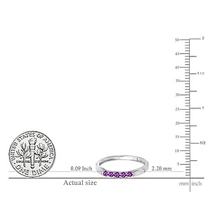 Dazzlingrock Collection Round Amethyst Five Stone Ladies Anniversary Stackable Matching Wedding Band | 10K White Gold, Size 8