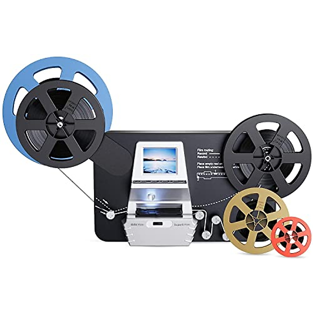 8mm & Super 8 Reels to Digital MovieMaker Pro Film Digitizer,Film Scanner,Converts Frame by MP4 Files, with 2.4'' Screen, Viewing Saving on SD Card(Included) for 3”5”7”9” Reels