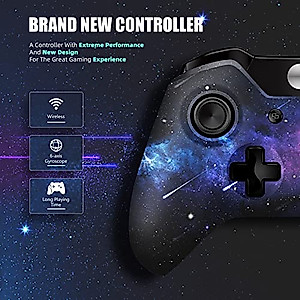 Wireless Game Controller for Xbox One, MissHome Xbox Controllers with Button Caps Compatible with Xbox One/X/S/Series X/S/Elite/PC Windows with 3.5mm Aduio Headphone Jack (Nebula)