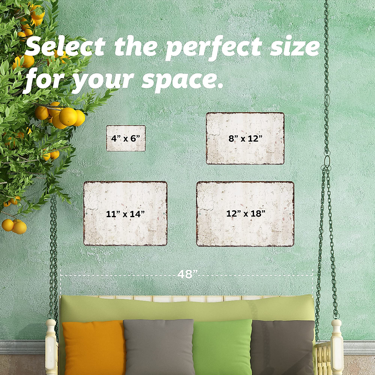 Personalized Vintage Distressed Look Succulent Garden Metal Room Sign (8x12 Inches)