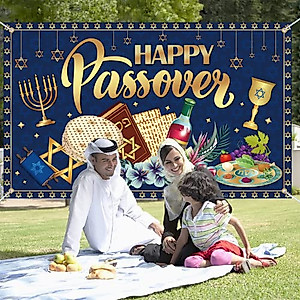 Large 71" X 43" Happy Passover Banner, Passover Backdrop, Passover Decorations, Jewish Holiday Decorations, Passover Background for Photography Wall Indoor Outdoor Party Supplies tineit