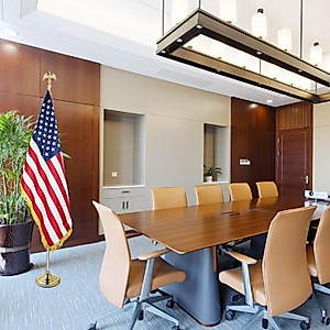 Jetlifee Indoor Flag Pole Kit - Telescoping 8 FT Flagpole with Eagle Topper, 3x5 FT American Flag Embroidered Stars Sewn Stripes, Flag Pole Holder Compatible with 0.9’’, 1.1’’ and 1.3’’ Dia Flagpole