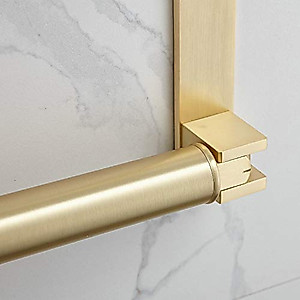 NEWRAIN Folding Wall Mounted Clothes Hanger Rack Clothes Hook Solid Brass with Swing Arm Holder Clothing Hanging System Closet Storage Organizer Heavy Duty Drying Rack Wall Mount,Brushed Gold