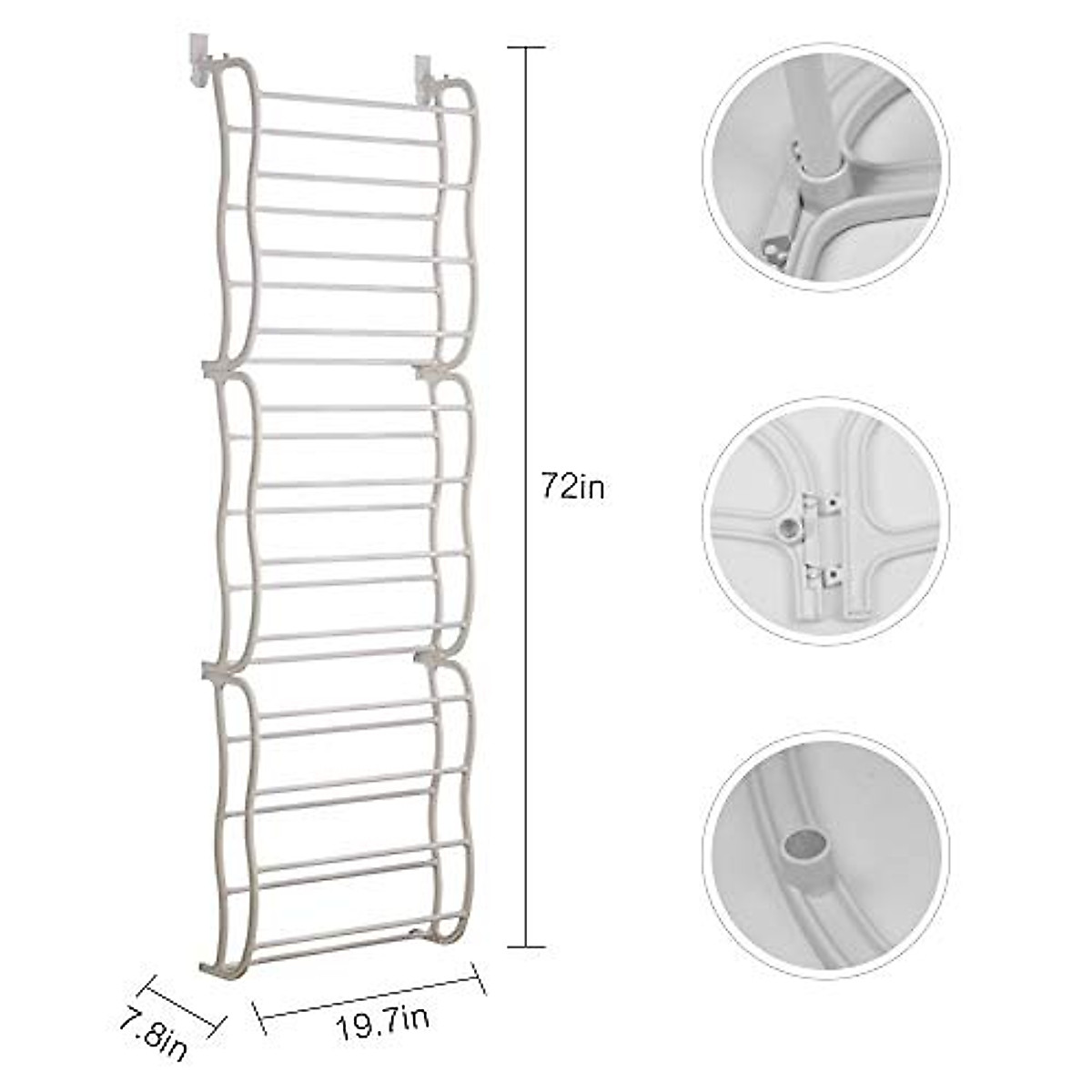 Shoe Rack Over The Door, FOME Metal Tube Hanging Shoe Rack 36-Pairs Shoe Rack Organizer Shoe Storage Tower Rack Easy Assembly No Tools Required 72 X 7.8 x 19.7in