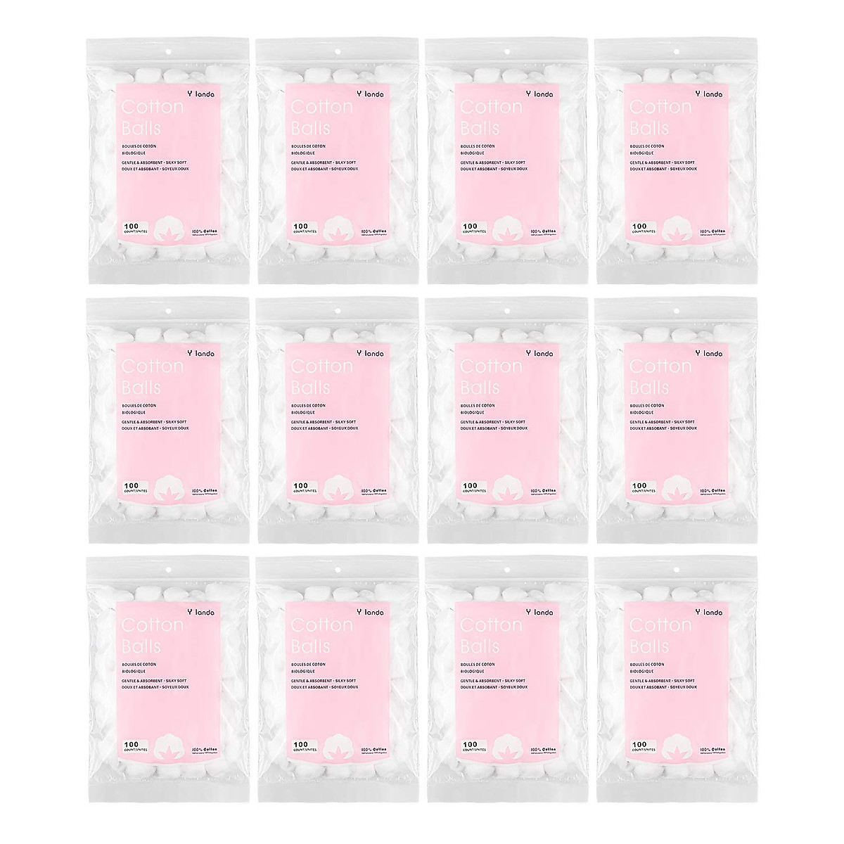 Hedume 1200 Count Cotton Balls, Pure Cotton, Fragrance & Chlorine-Free, Organic Cotton Balls (12 Pack × 100 Count)