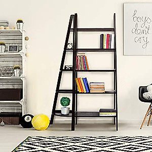 Casual Home 5-Shelf Corner Ladder Bookcase, Espresso