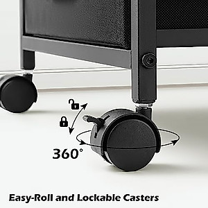 TOPSKY Mobile Cabinet, Fabric Storage Tower with Anti-Drop Drawers for Home Office (Black, 5 Drawers)