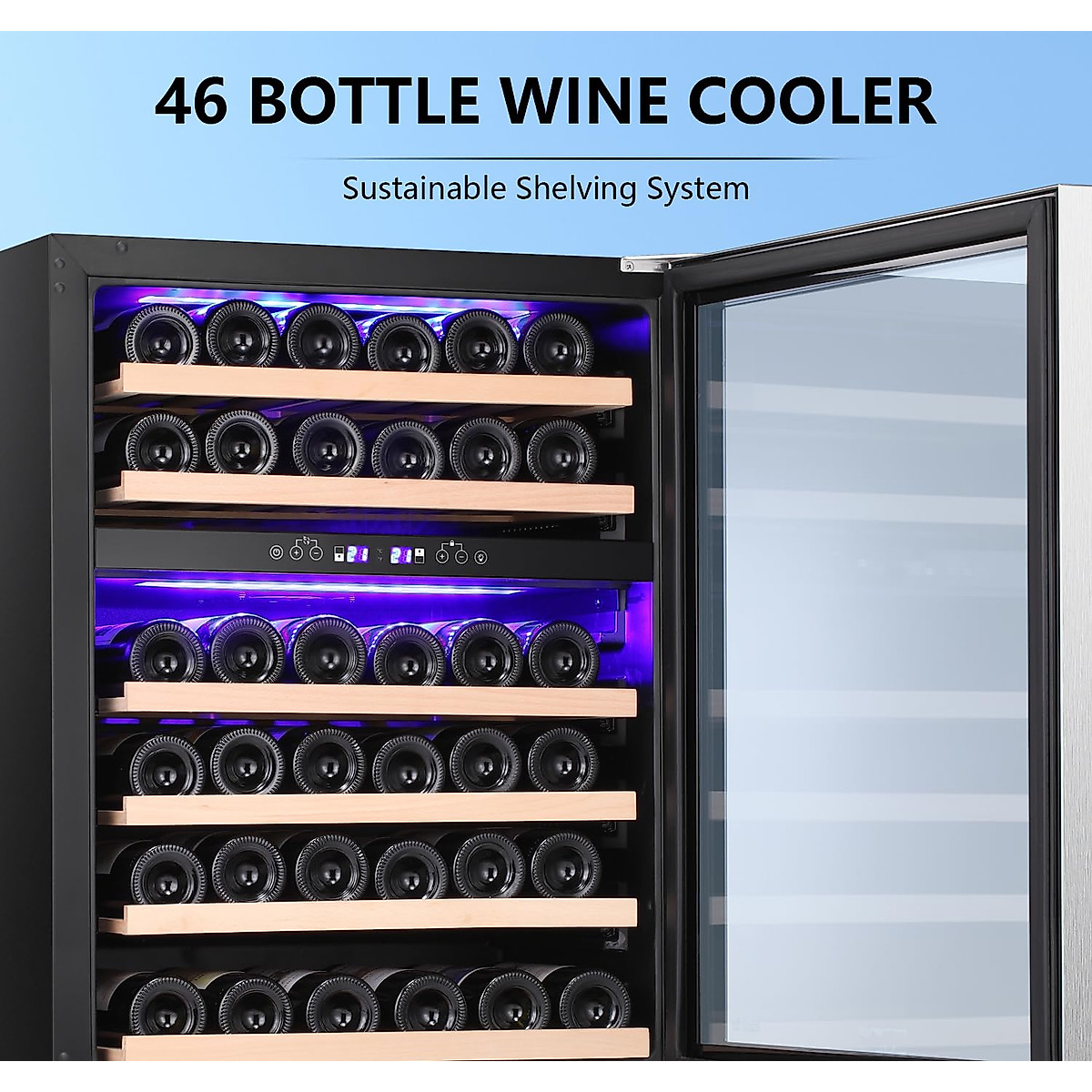 Antarctic Star 24" Wine Cooler Beverage Refrigerator,Under Counter Beer Mini Fridge Built-in Freestanding Stainless Steel Dual-Layer Digital Temperature Control Glass Door