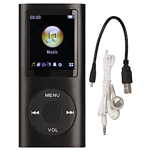 MP3 Player, Portable Lossless Sound Slim MP3 Music Player with Earphone, 1.8 Inch LCD Screen Digital Music Player, （Memory Card Not Included）(Black)