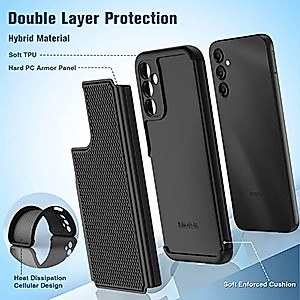 FNTCASE for Samsung Galaxy A14 5G Case: Dual Layer Protective Heavy Duty Cell Phone Cover Shockproof Rugged with Non Slip Textured Back - Military Protection Bumper Tough - 2023, 6.6inch (Matte Black)