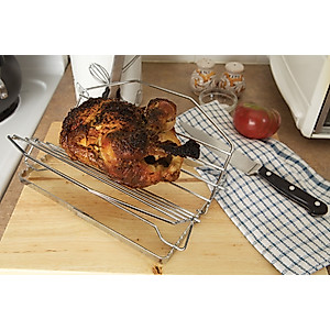 Fox Run Non-Stick Roasting and Cooling Rack, Adjustable, 11" x 10" x 5", Metallic