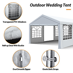Raysfung 20' x 40' Heavy Duty Party Tent, Outdoor Large Wedding Tent with Removable Sidewalls Event Canopy Shelter for Birthday Party, Outdoor Event