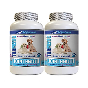 PET SUPPLEMENTS Dog Joint Food - Turmeric Joint Health for Dogs - Advanced Formula for Joints - Dog glucosamine Chews - 2 Bottles (120 Tablets)