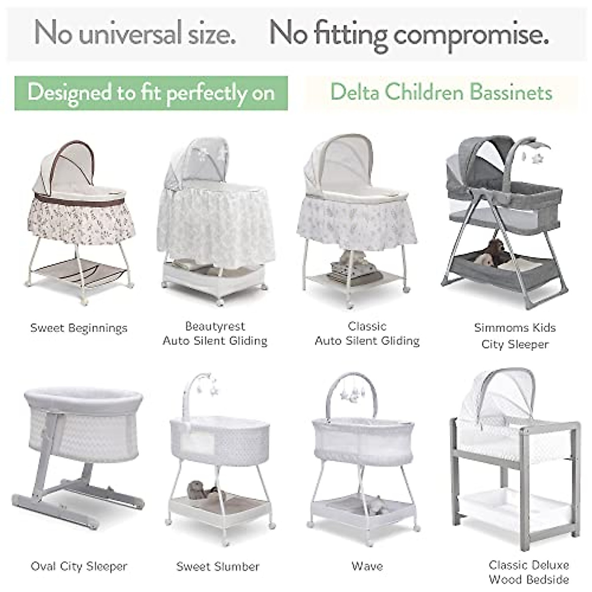 Bassinet Fitted Sheets for Delta Children and Simmons Kids Bassinet - Fits 16 x 32 Inch Oval Bassinet Mattress Pad – Snuggly Soft 100% Jersey Cotton – 2 Pack