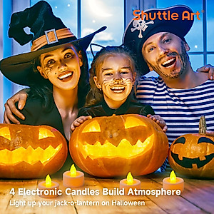 Shuttle Art 29PCS Halloween Pumpkin Carving Kit, 22 PCS Stainless Steel Pumpkin Carving Stencils with 4 Electronic Candles & 3 Carving Tools, Easy Safe Fun and Durable for Kids Adults Pumpkin Carving