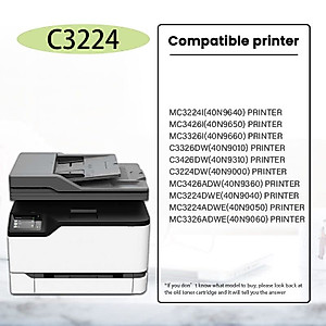 LVE C3210K0 C3210C0 C3210M0 C3210Y0 Toner Cartridge Replacement for Lexmark Toner MC3426i MC3326i C3224dw MC3426adw MC3224dwe MC3224adwe MC3326adwe C3326dw C3426dw Printer, 4 Pack (1BK+1C+1M+1Y)
