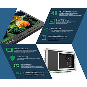 LILLIPUT BM230-4K 23.8" 4K 3840×2160 Ultra-HD resolution, 1000:1 Contrast Ratio, 25ms Response Time with Carry-on Metal case 3G-SDI, HDMI, VGA, AV input by VIVITEQ