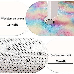 Rtizon Soft Rugs for Girls Bedroom, 5x8 Feet Shaggy Fluffy Rainbow Area Rug for Kids Playroom Living Room Dorm, Kawaii Tie-Dye Princess Rug for Kids Toddler