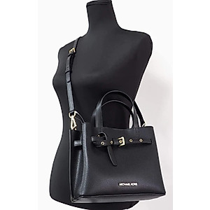 Michael Kors Emilia Small Leather Satchel Black Crossbody
