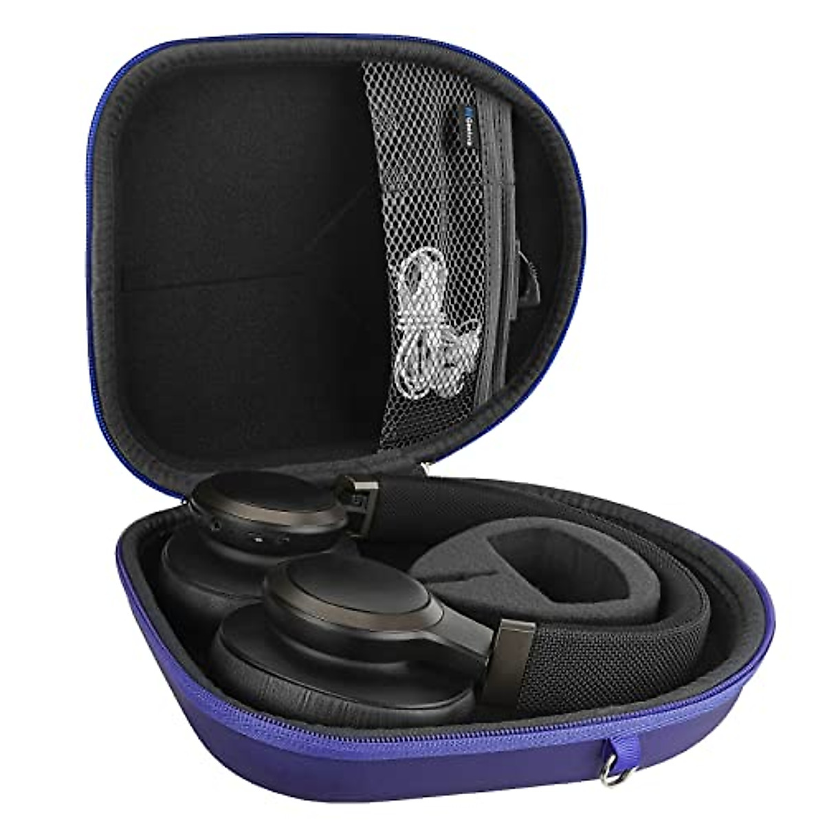 Geekria Shield Headphones Case Compatible with Sony WH-CH520, MDR-XB950BT, WH-1000XM4, MDR-XB950N1, WH-CH720N, WH-1000XM5 Case, Replacement Hard Shell Travel Carrying Bag with Cable Storage (Blue)