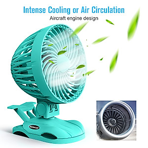 Small Clip on Fan - Personal USB Fan CVT Speeds and Strong Clamp, Adjustable Tilt, Quiet Operation, 6 Inch Desk Fan for Office Bed Treadmill Stroller - USB Cord Plug in Powered