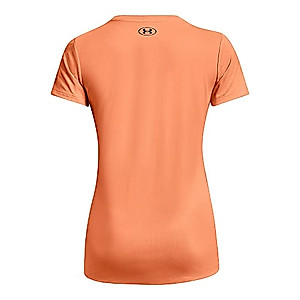 Under Armour Women's Standard Tech Solid Script Short Sleeve T-Shirt, (906) Orange Tropic/Downpour Gray/White, Medium