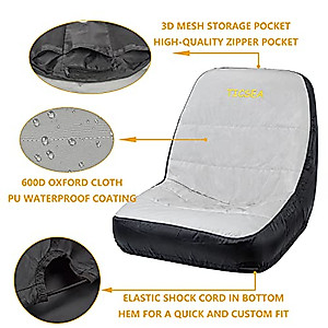 TICSEA Riding Lawn Mower Seat Cover,Waterproof Tractor Seat Cover fits Tractor Seat Backrests 14.5" - 18" H Without Armrests, Approx 18.5" W