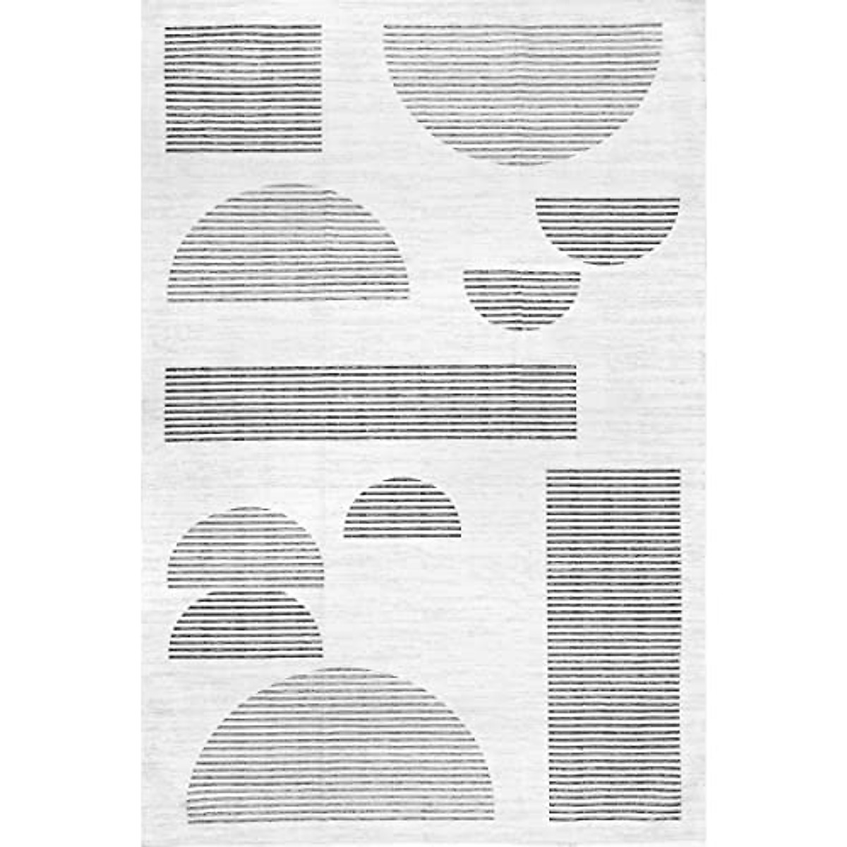 nuLOOM FAE Geometric Shapes Machine Washable Area Rug, 8' x 10', Beige