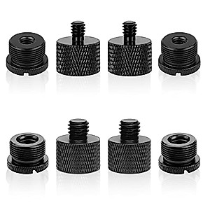 AIEX 8pcs Mic Thread Adapter, Mic Stand Adapter for Camera Screw Monitor Microphone Stand, 5/8 Female to 3/8 Male, 3/8 Female to 5/8 Male, 5/8 Female to 1/4 Male and 1/4 Female to 5/8 Male (Black)